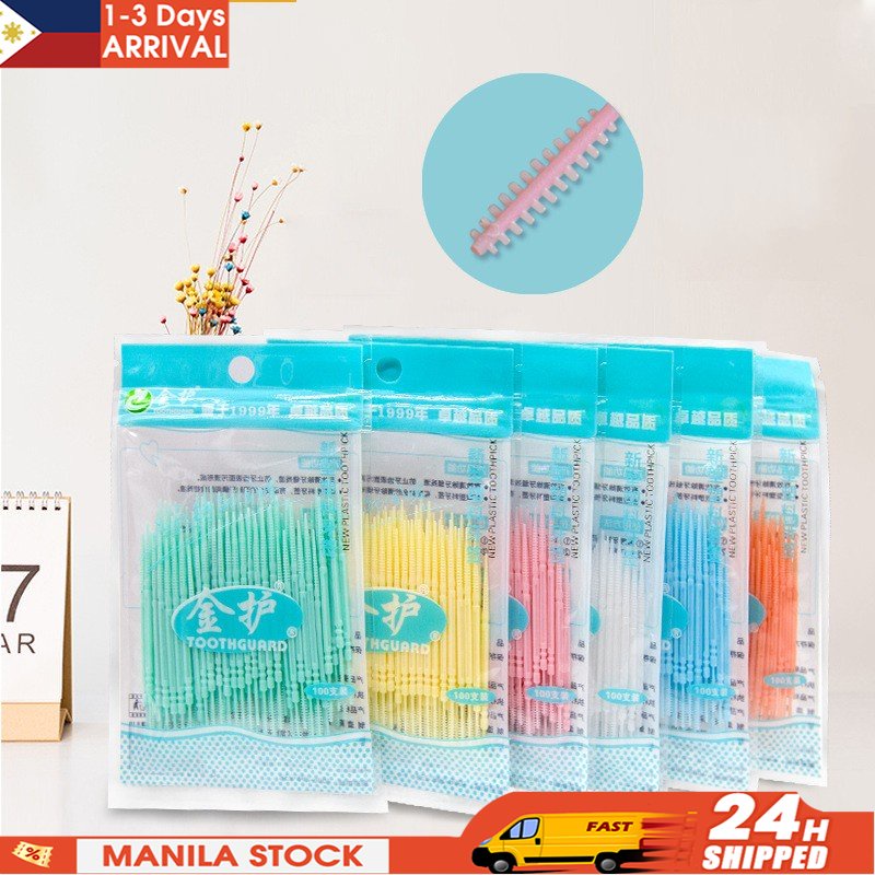 Teeth Hygiene Clean Toothpick Floss Interdental Brush Double Ended Oral ...