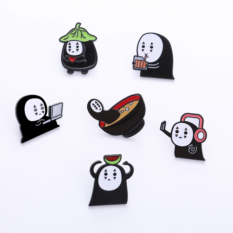Ghibli Anime No Face Man Enamel Pin Anime Spirited Away Brooch Leisure ...