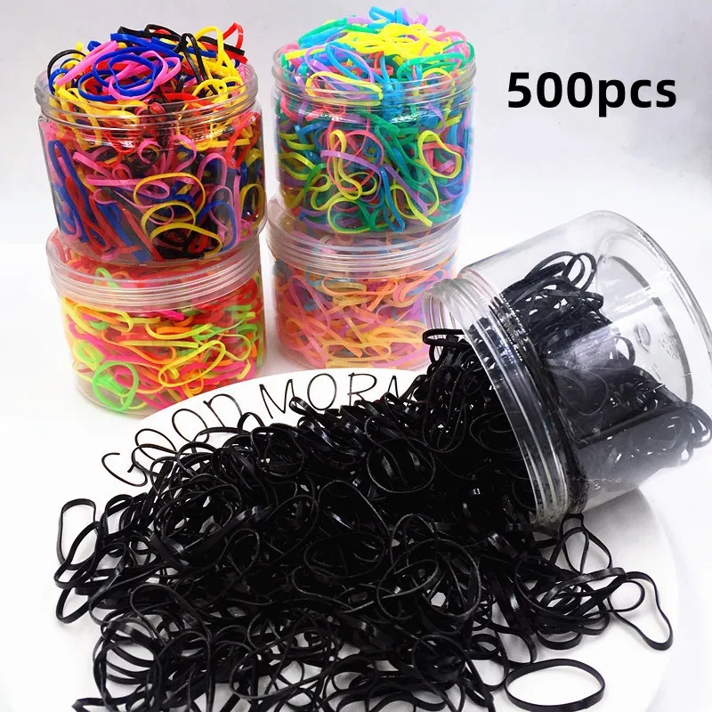 200/500/1000Pcs/Bag Colorful Small Disposable Hair Bands Scrunchie/Girl ...