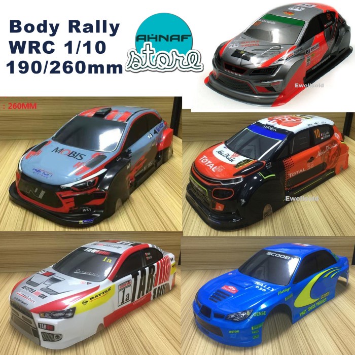 Body RC RALLY WRC PVC painted body shell 1/10 WB 260/width 190mm ...