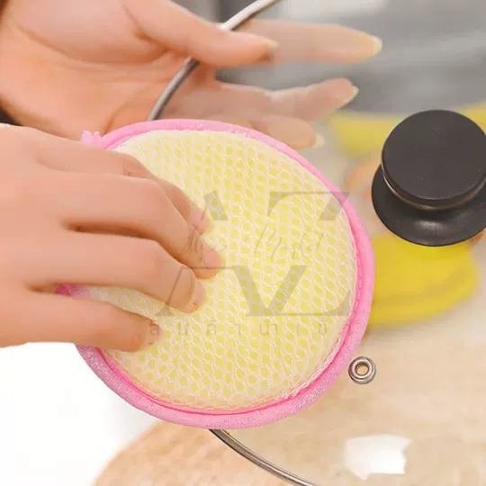 Round Dishwashing Sponge 2 Sides Stainless Steel Scrubbing Pan Scrubber ...