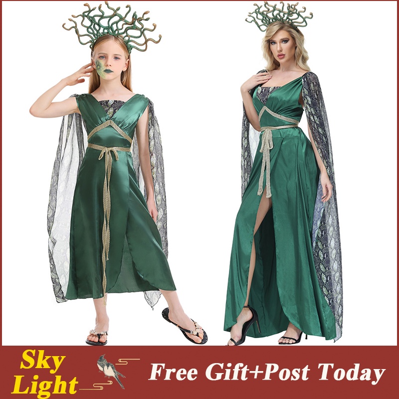 Snake Hydra Green Dress For Kids Girl Halloween Cosplay Costume Woman ...