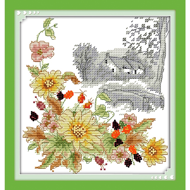 Joy Sunday Stamped Cross Stitch Ktis DMC Threads Chinese CroStitch Set ...