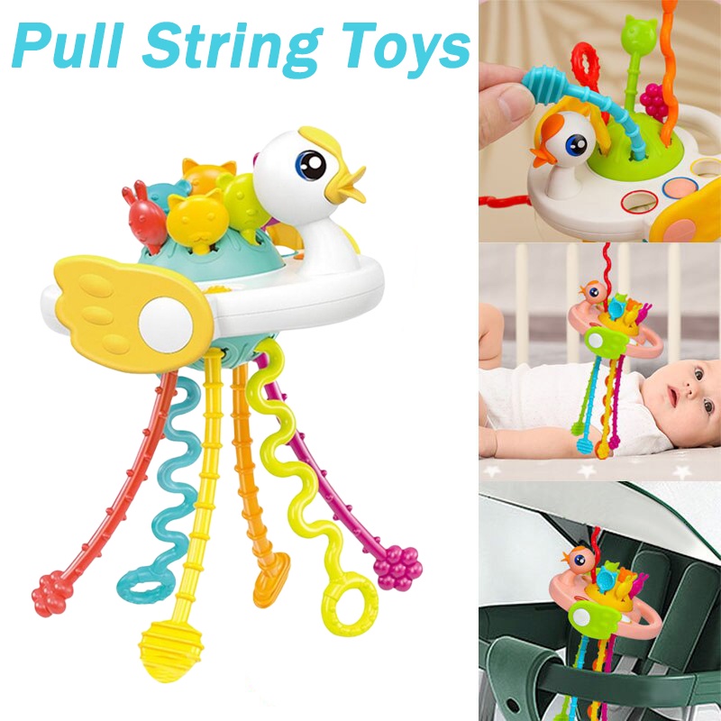 Montessori Silicone Pull String Sensory Toys For Baby 6-12 Months ...