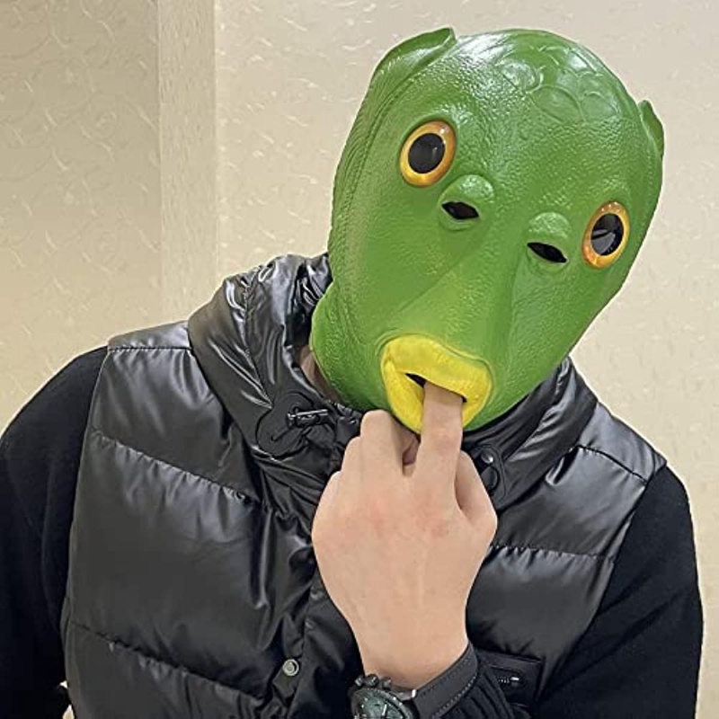 Cute Funny Sand Sculpture Fish Head Head Mask Monster Fishman Cosplay ...