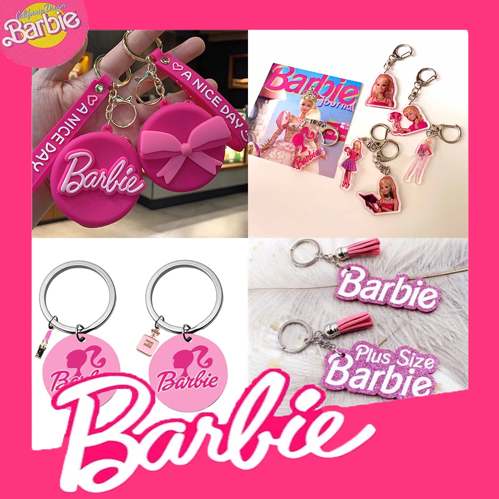 Barbie Pink Keychain Barbie Doll Acrylic Chain Barbie English Alphabet ...