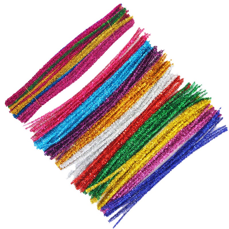 100PCS Fuzzy Wire Flower DIY Chenille Stem Pipe Cleaners Rods Craft Toy ...