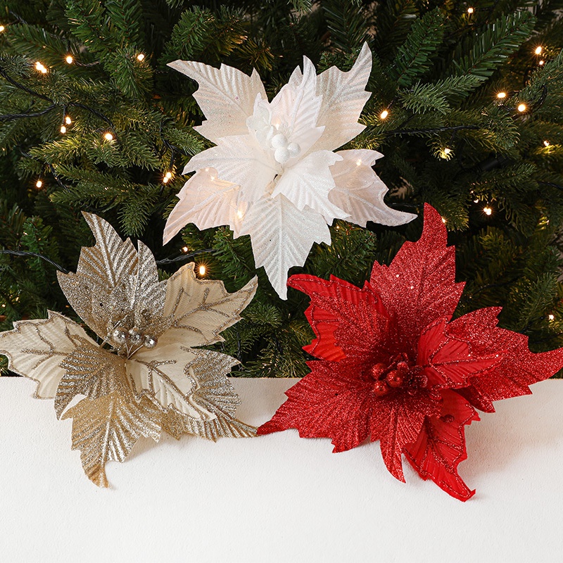 26cm Red Christmas Flower 2023 New Style Christmas Flower White Phoenix ...