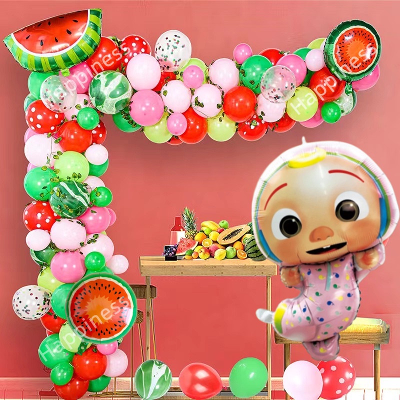 Cocomelon Party Decorations Balloons Set JoJo Watermelon Foil Pink ...