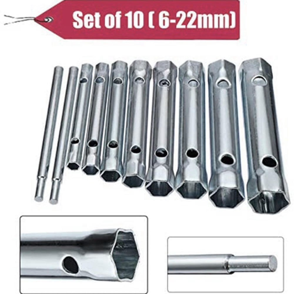 10pcs Tubular Box Spanner Back Nut Tap Wrench Set Monobloc 6-22mm With ...