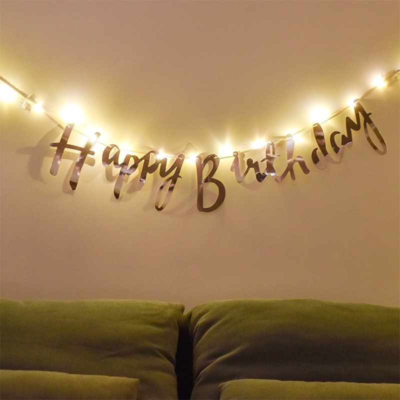 Happy Birthday Triangle Banner Flags With Light Party Decorations ...