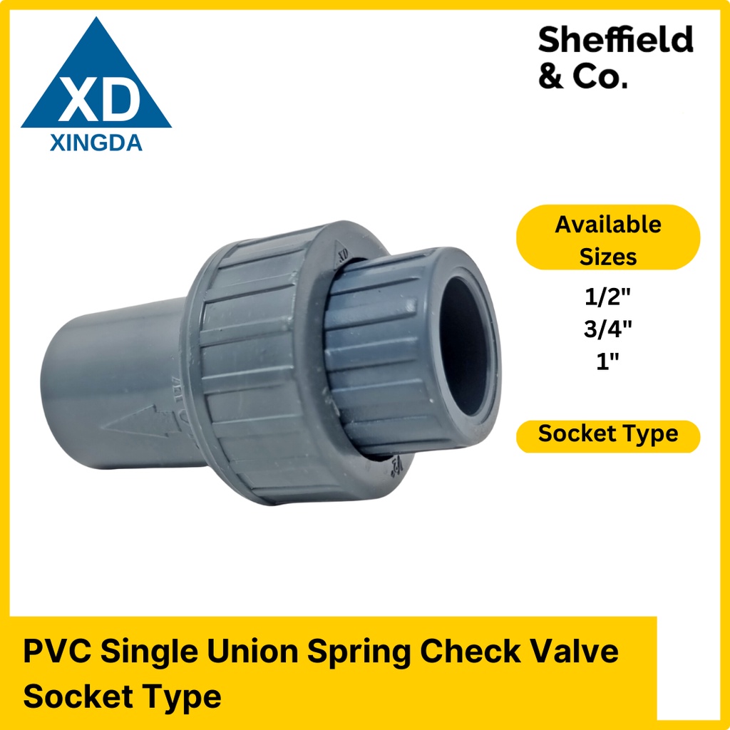 XINGDA PVC Single Union Spring Check Valve, Socket type (1/2" , 3/4 ...