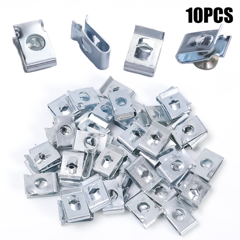 10Pcs Car Self-tapping Screw Clips U-clamp with Threaded Nut Clips ...