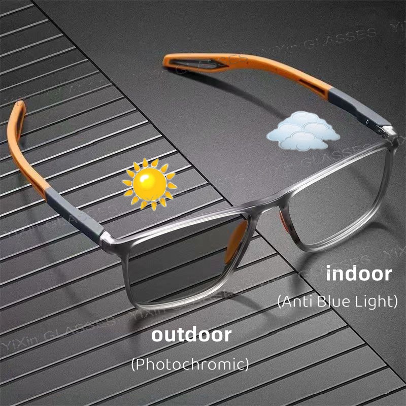 Square Photochromic TR90 Frame Anti Radiation Eyeglass Women Men Anti ...