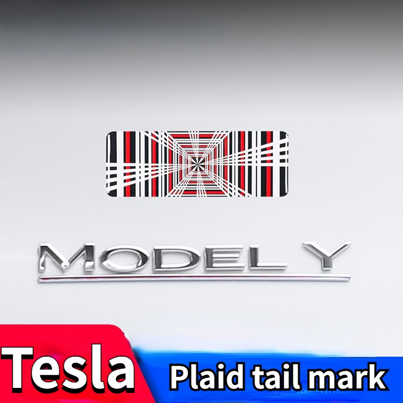 Tesla Model 3/Y/S/X Rear Tail Badge Plaid Car Logo Decoration Modified ...