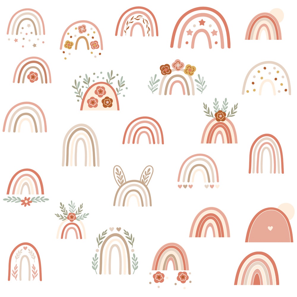 Boho Rainbow Sticker For Kids Room Bohemian Rainbow Stars Decorative ...