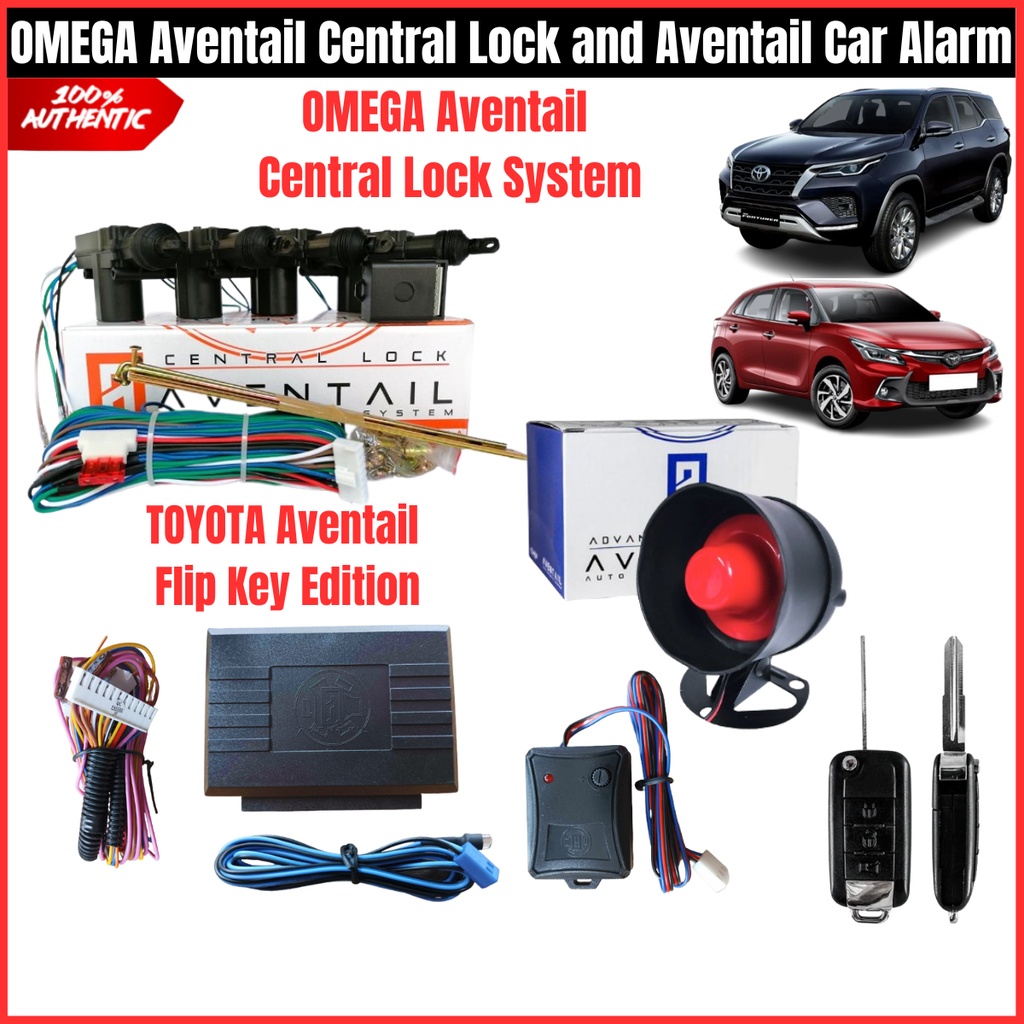 Toyota Car Alarm Aventail & Central Lock Combo Set Aventail Flip Key ...