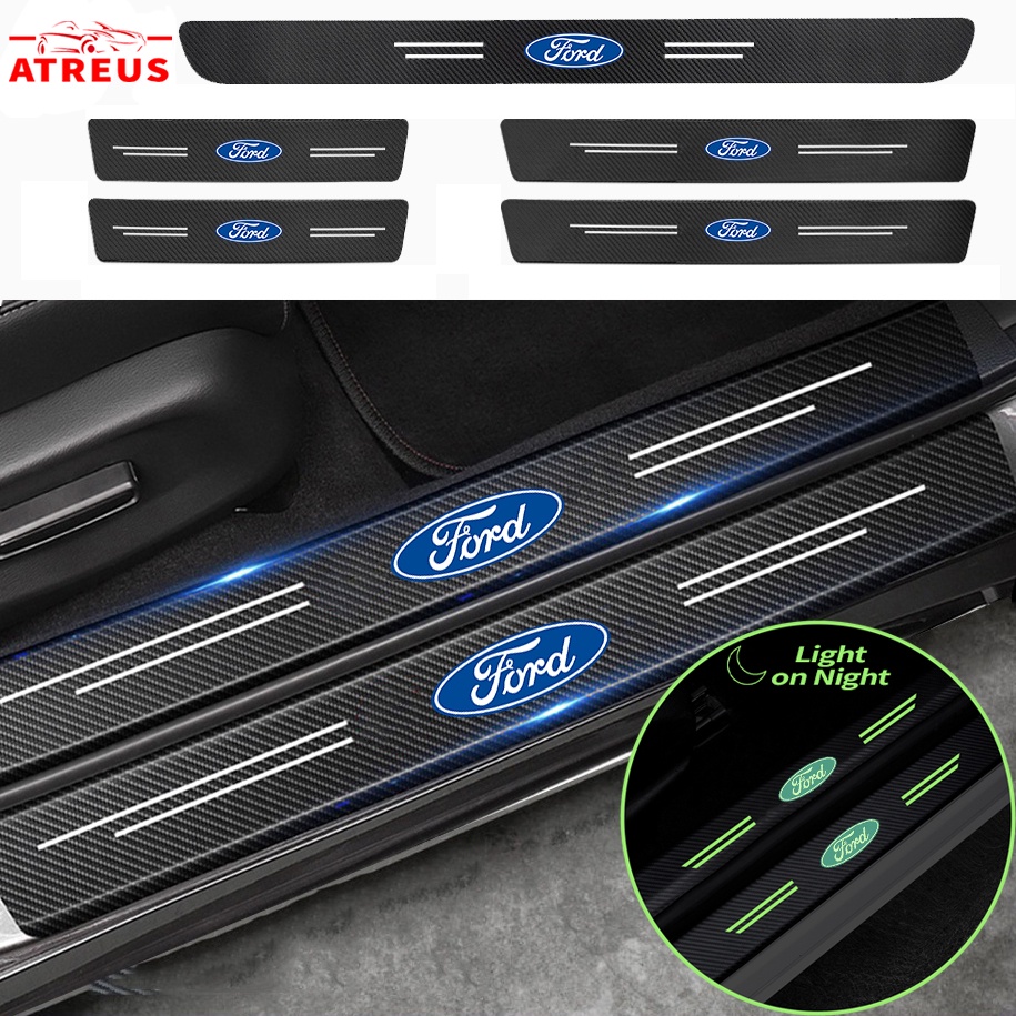 Ford Luminous Carbon Fiber Car Door Sticker Protector Auto Threshold ...