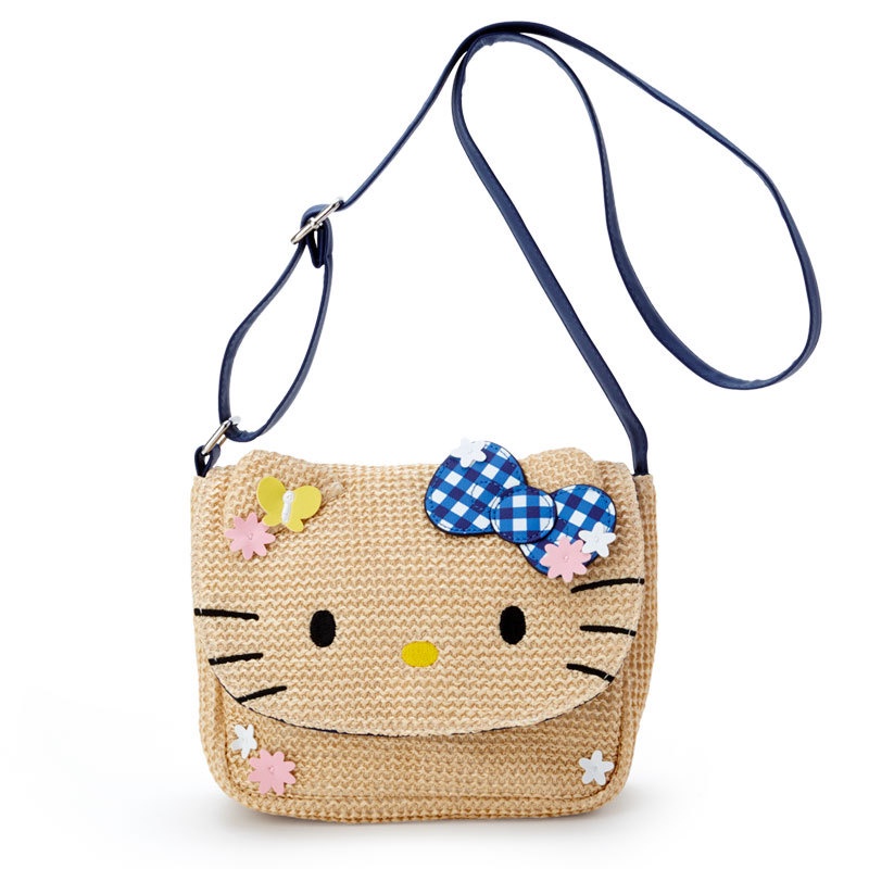 Hello Kitty Weaving Series Sling Bags Cartoon Messenger Bag Straw Bag ...