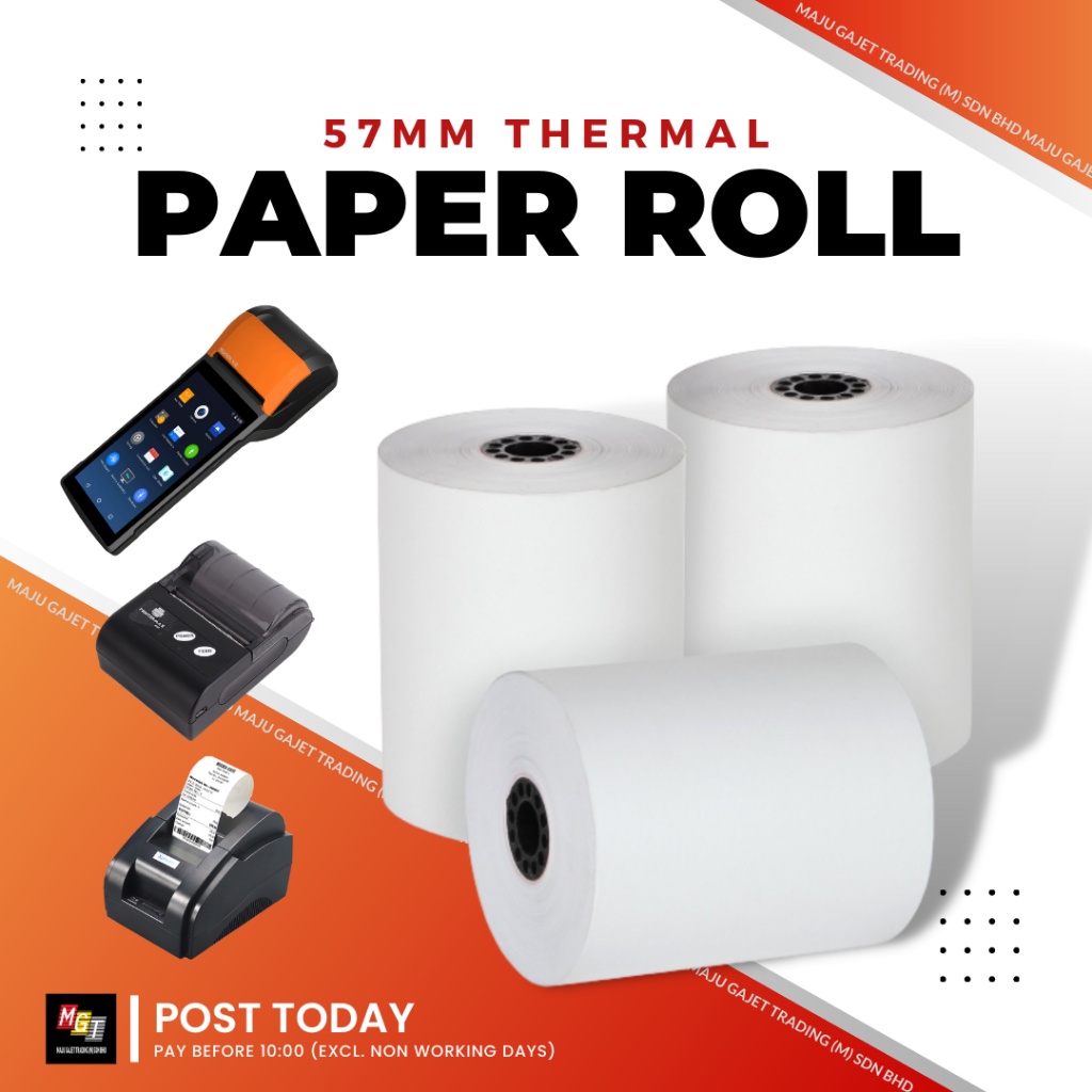 58mm Thermal Receipt Paper Roll Kertas Resit Mesin Printer for Cash ...