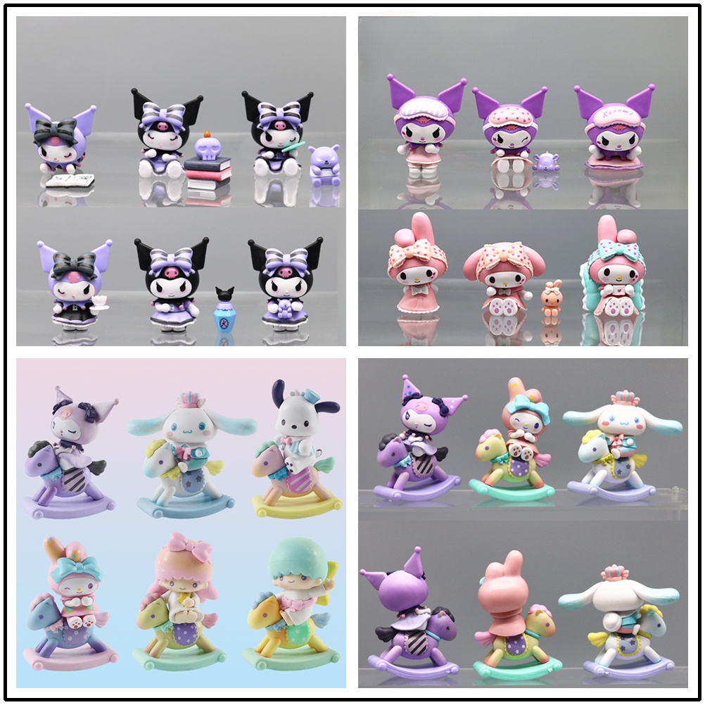 6 Piece/set Q Version Sanrio Kuromi My Melody Pochacco Minifigure Action Figure Model Ornaments ...
