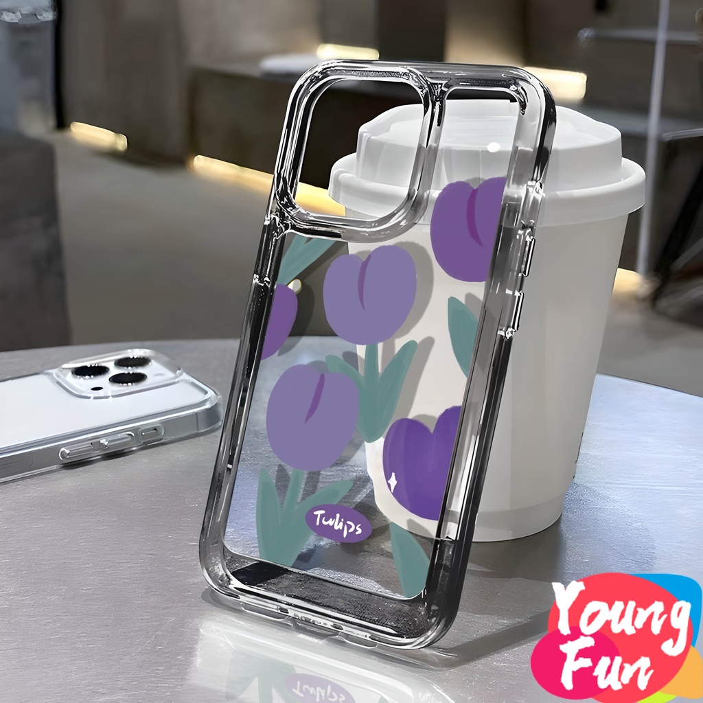 Purple tulips Airbag Case Compatible for OPPO A15/A15s/A35 5G/A16/A16s/A54s/A16K/A16e/A17/A17K ...