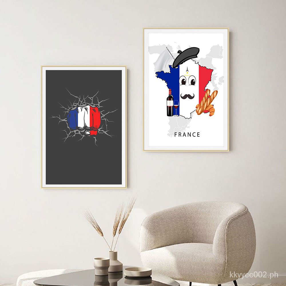 Posters France Flag Fist Canvas Painting Wall Art Simple Style Picture ...