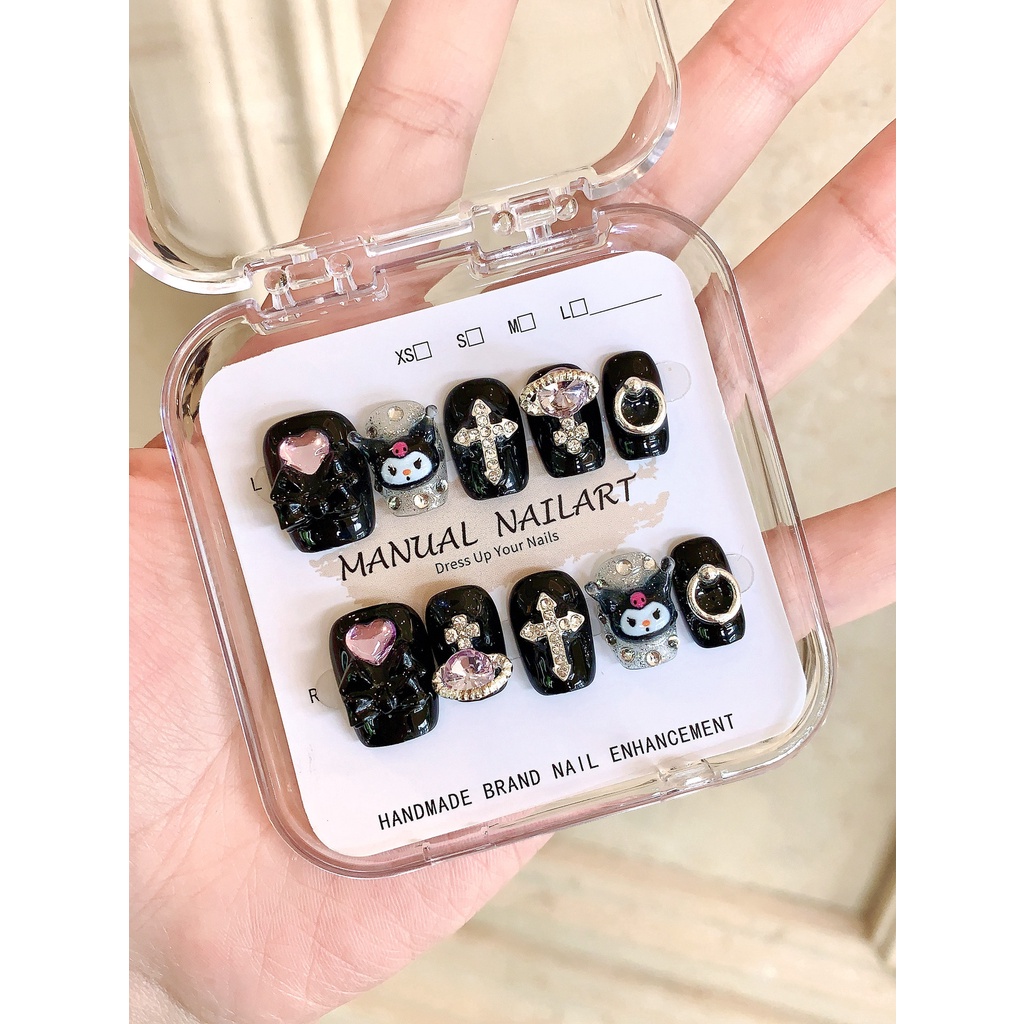 Kuromi Handmade Wearable Nails Cartoon Sweet Cool Imp Nail Art Patches ...