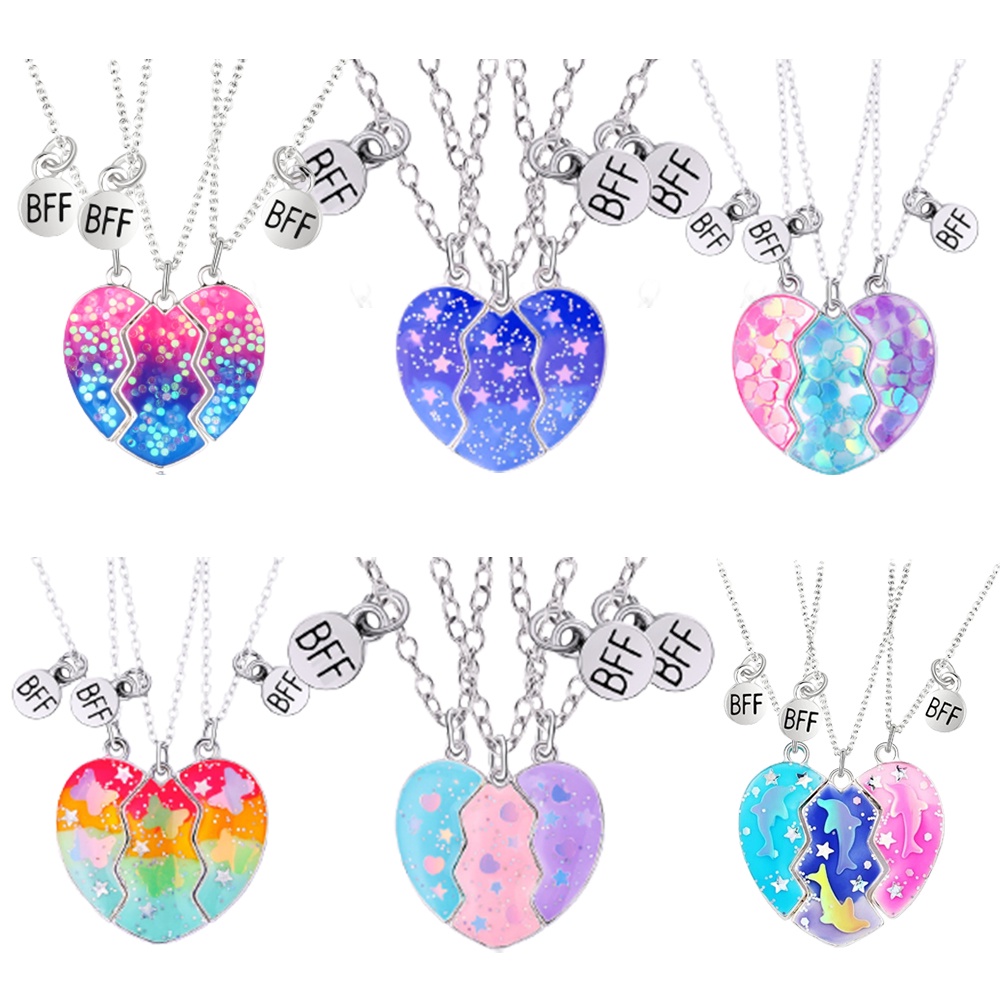 Delicate Sequin Heart Necklaces for Women Girls Magnet Attract ...
