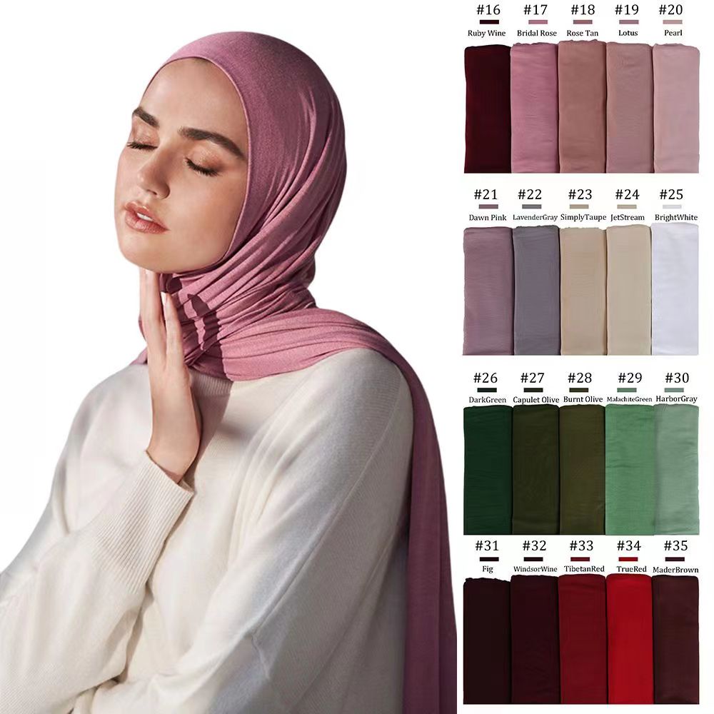 170X60cm Plain Cotton Jersey Hijab Shawl / Jersey Tudung Shawls 50 ...