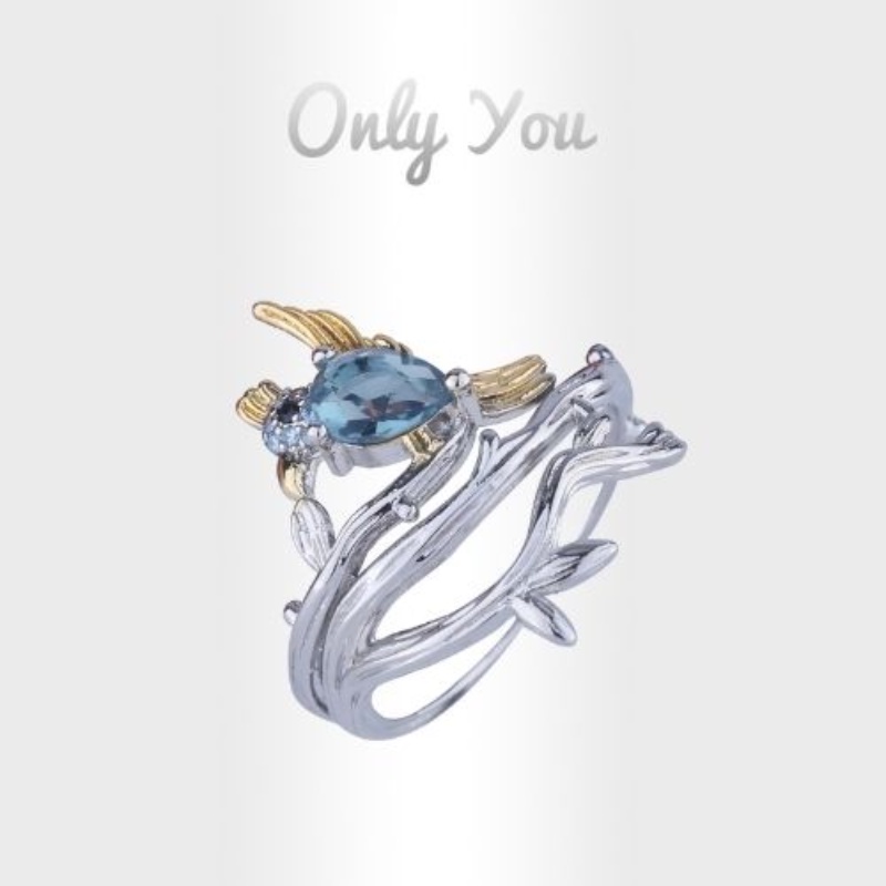 Only You S925 Silver New Bird Two-Color Diamond Pear-Shaped Ring Retro Style Ornament | Shopee ...