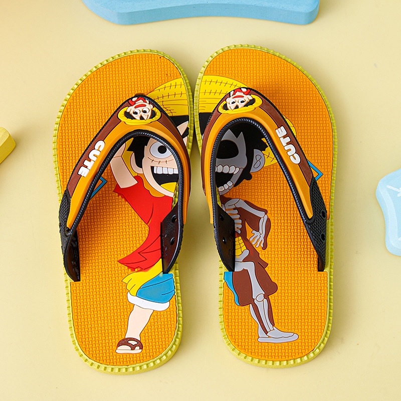 6-12 Years Kids Flip Flop Slippers Boy Cartoon Luffy Slippers Summer ...