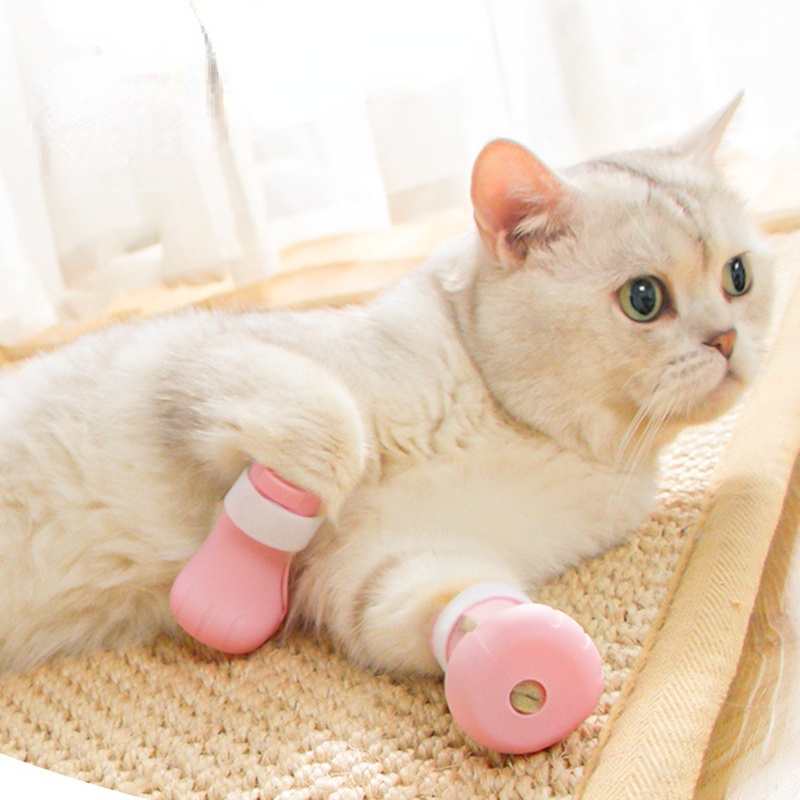 4PCS Anti-Scratch Cats Foot Cover Cut Nails Bath Bite Washing Cat Paw ...