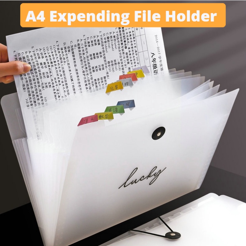 12 Layers Expending File Holder A4 Transparent File Organizer with ...