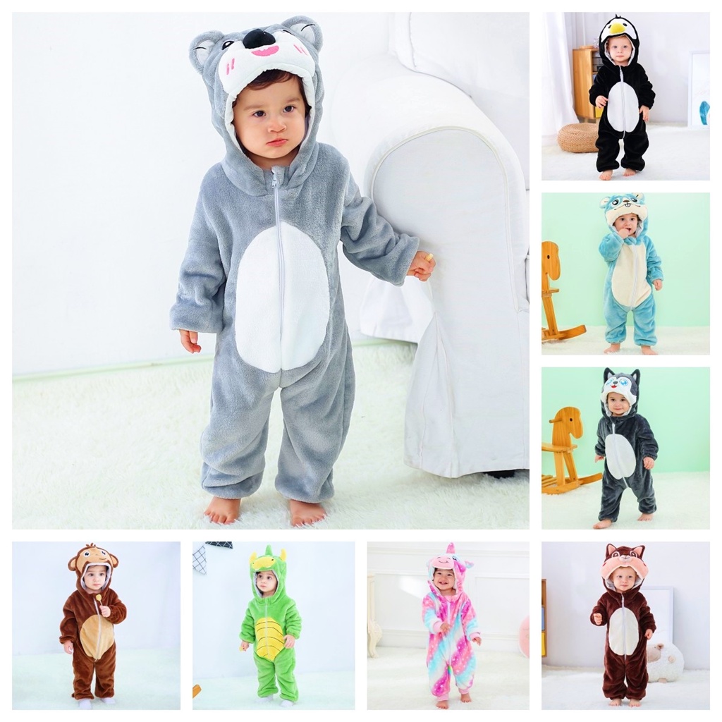 Baby Kigurumi Koala Penguin Unicorn Monkey Cartoon Sleepwear Romper ...