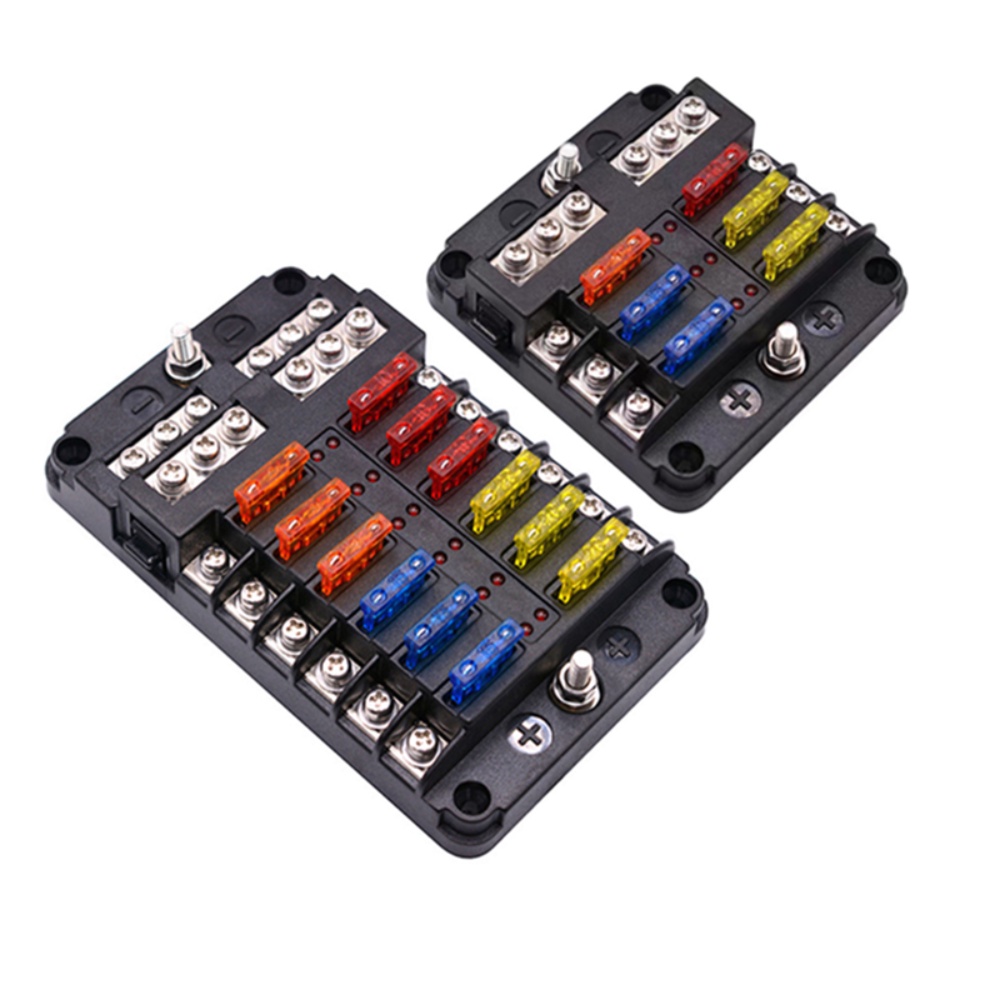 6 Ways/12 Ways Fuse Box Holder 12V 32V Blade Fuse Block with LED ...