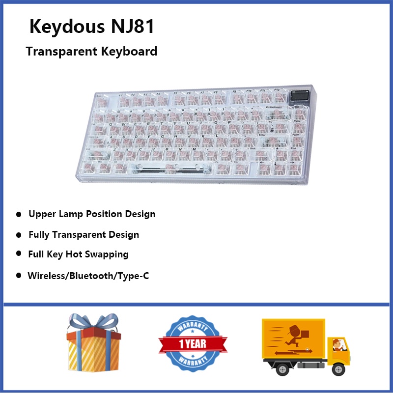 Keydous NJ81 NJ68 Transparent Bluetooth Wireless Mechanical keyboard ...