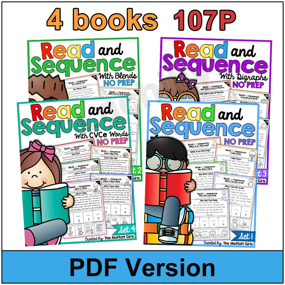 4 books Read and Sequence with CVCe words Digraphs Blends - kid ...