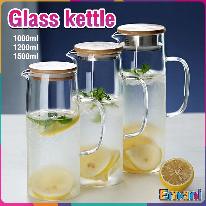 Emani Heat Resistant Kettle Jug Glass Water Jar Hot and Cold Juice ...