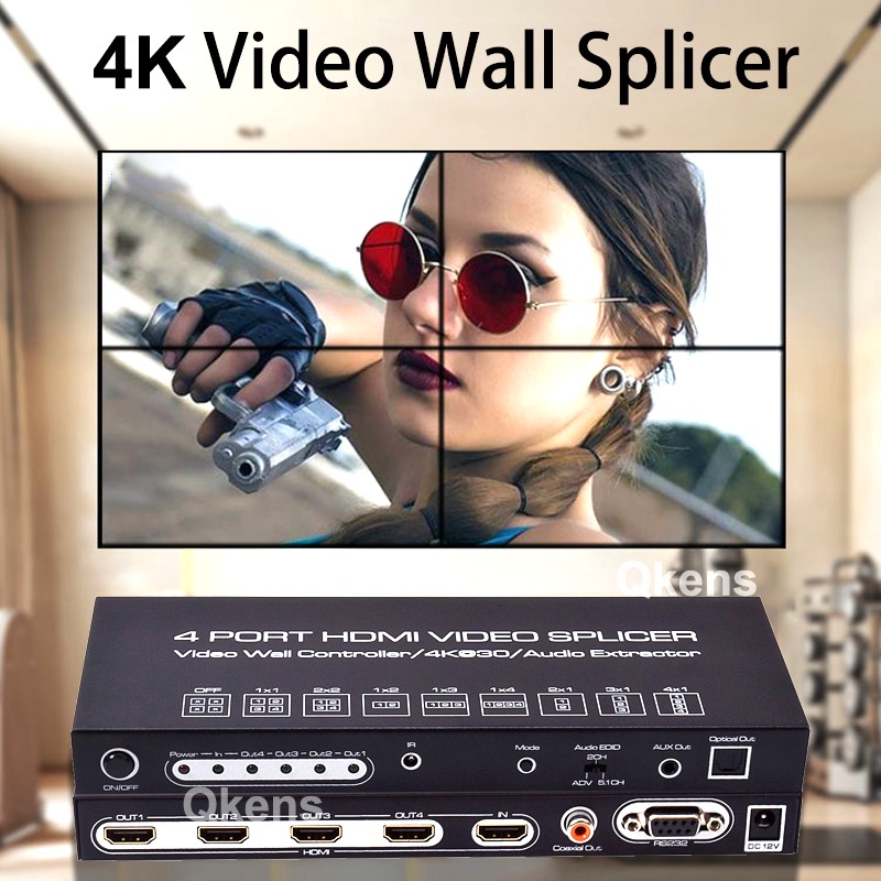 4K 2X2 HDMI Video Wall Controller Multi Screen Processor 2 3 4 Way TV ...
