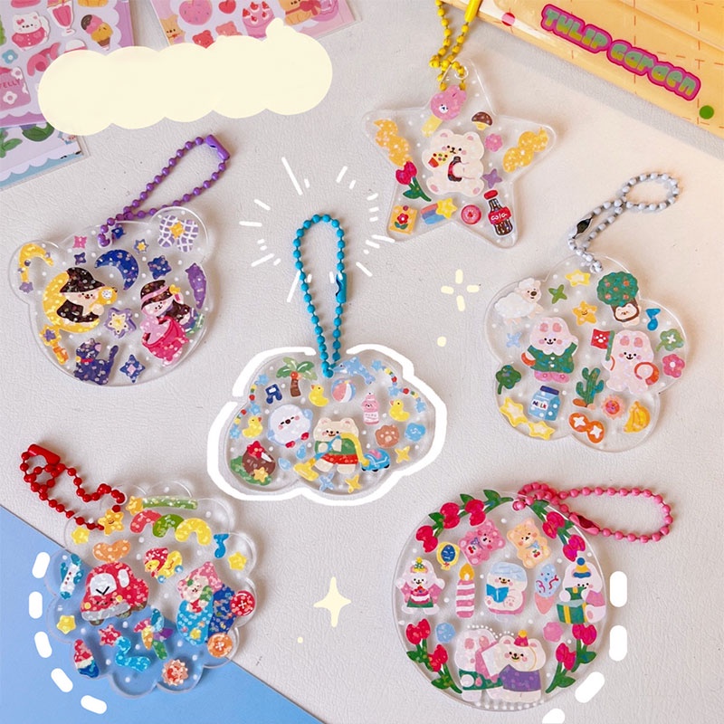 4pcs Guka Transparent Sparkling Powder Gradual Acrylic Keychain DIY ...