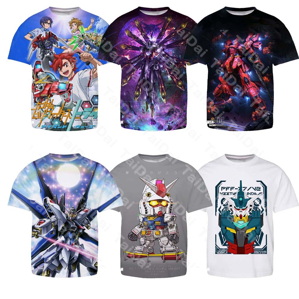 Men Anime Gundam 3D Print T-Shirts Cool Robot Streetwear Casual Fashion ...