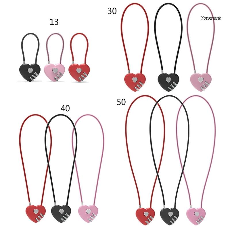 【CH*】 Metal Heart Shaped Padlock Locks Password Padlock Long Wire Rope ...