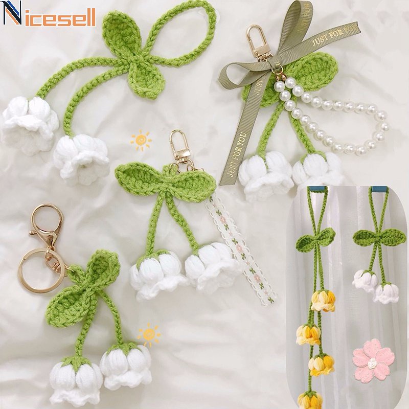 Cute Pendant Weave Flowers Keychain Car Pendant Key Chain Flower Bag ...