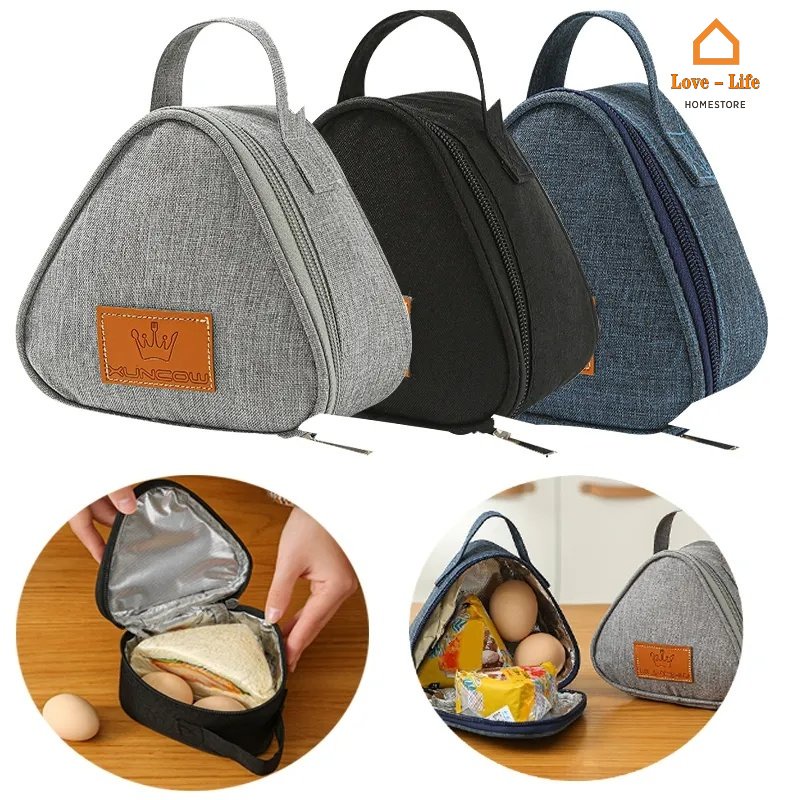 Small Triangular Insulated Lunch Box Bag/ Thickened Portable Bento ...