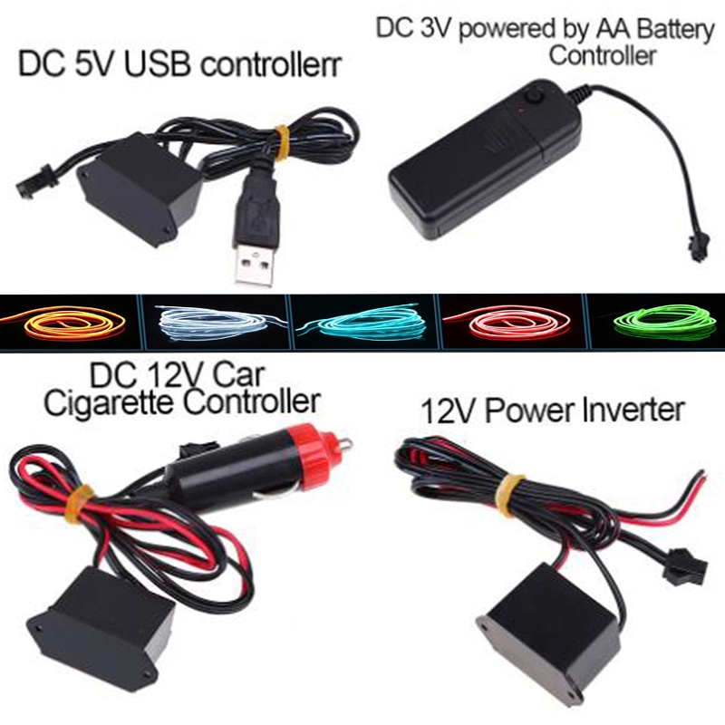 DC 12V EL line / USB 5V / Cigarette lighter Drive Controller For 1-5M ...