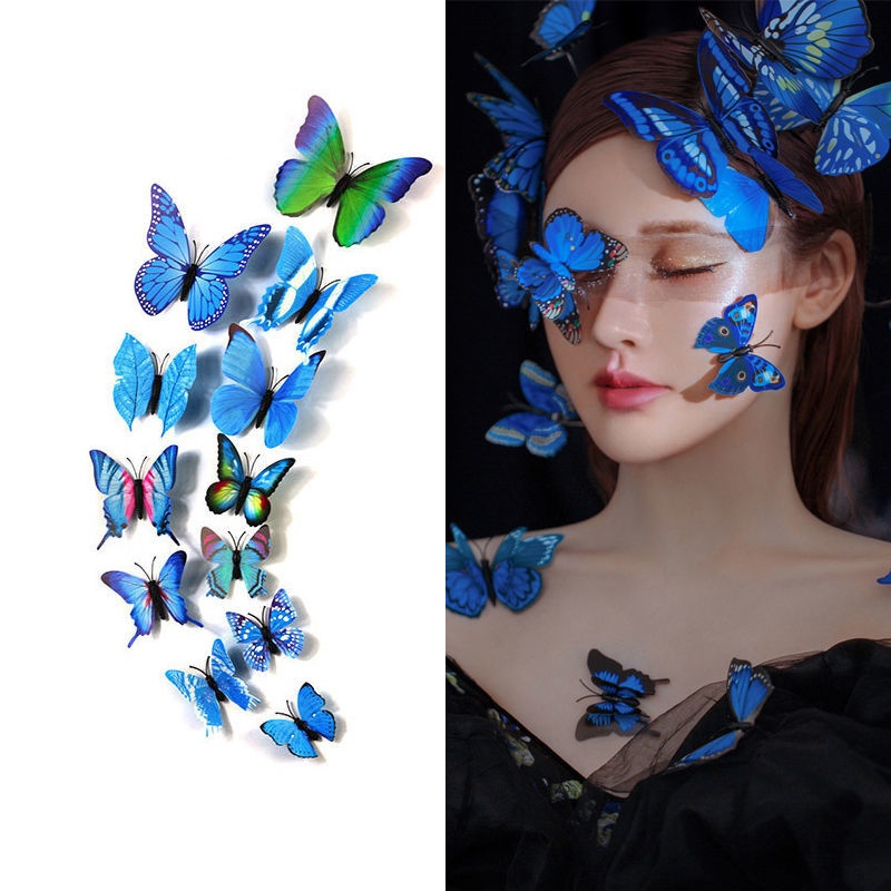 3D Butterfly Wall Sticker Single Layer Wedding Home Decals Furniture ...