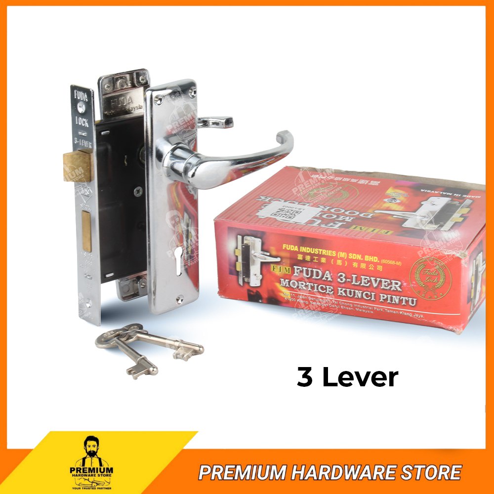 FUDA 3 Lever Mortise Lock Mortise Grill Door 3 Lever Handle Lock Home ...