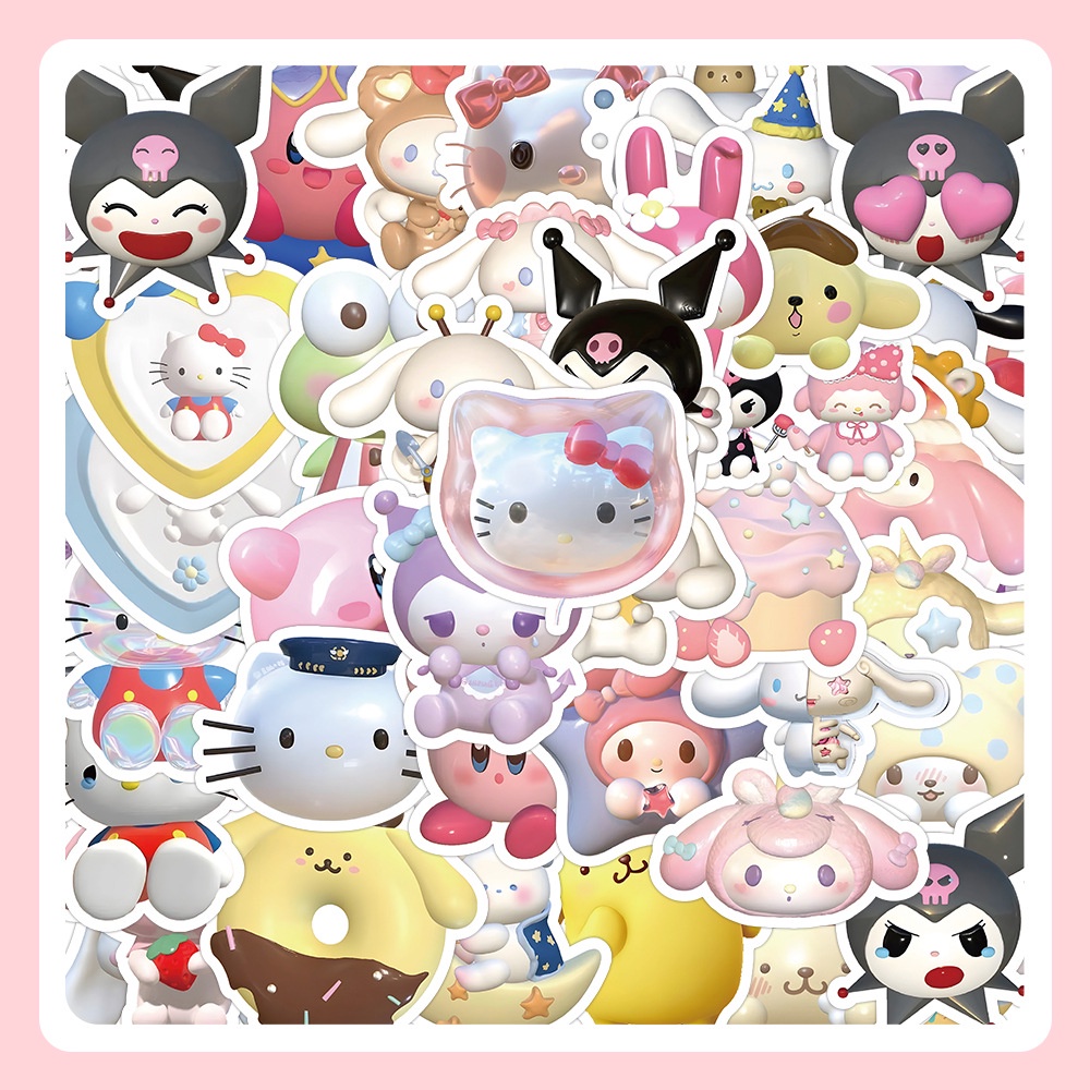 Sanrio 3D Stickers 100pcs Cartoon Ins Sticker Waterproof PVC Label for ...