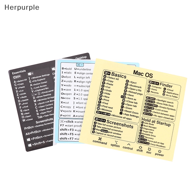 Herpurple Windows PC Reference Keyboard Shortcut Sticker Adhesive for ...